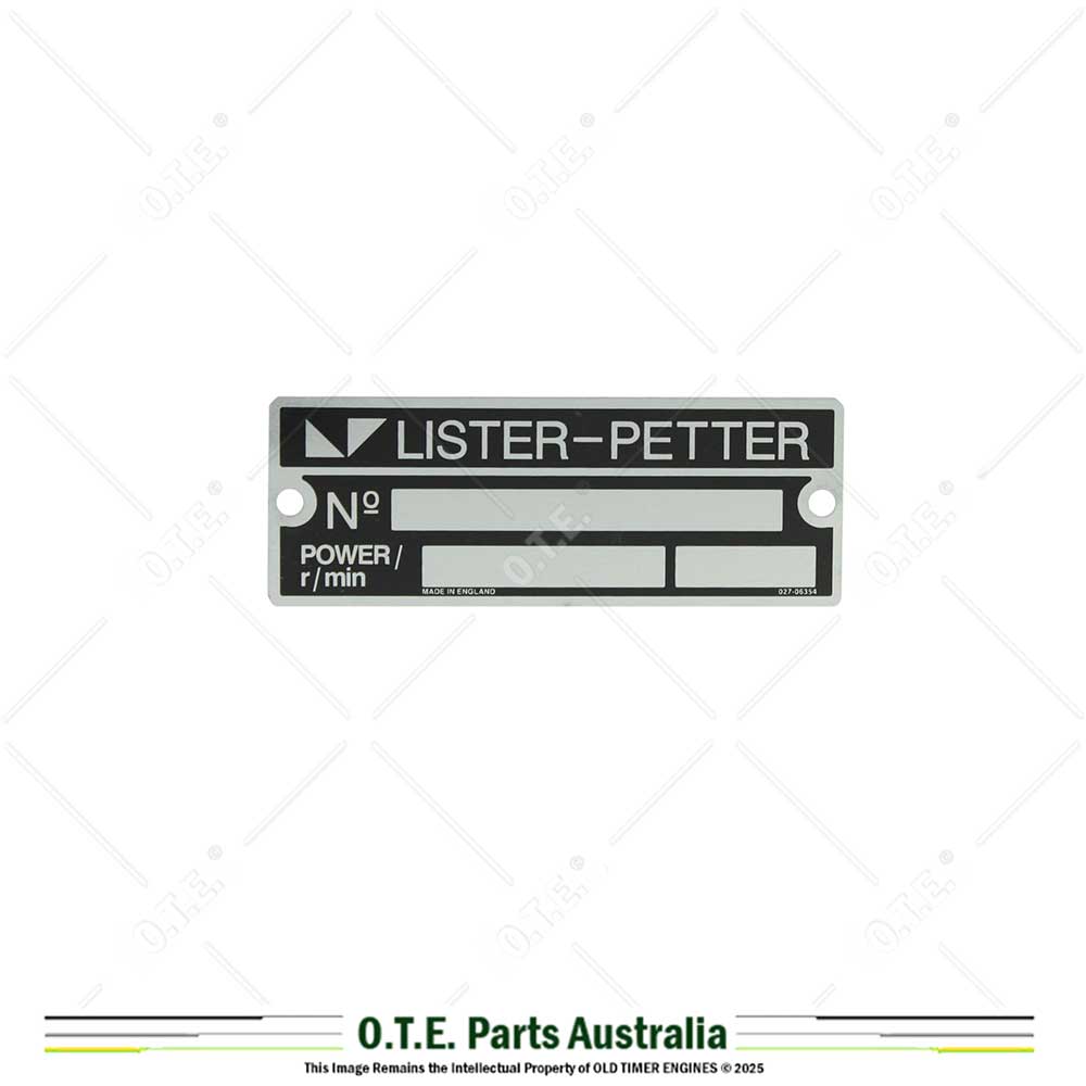 Lister Petter Name Plate 027-06354